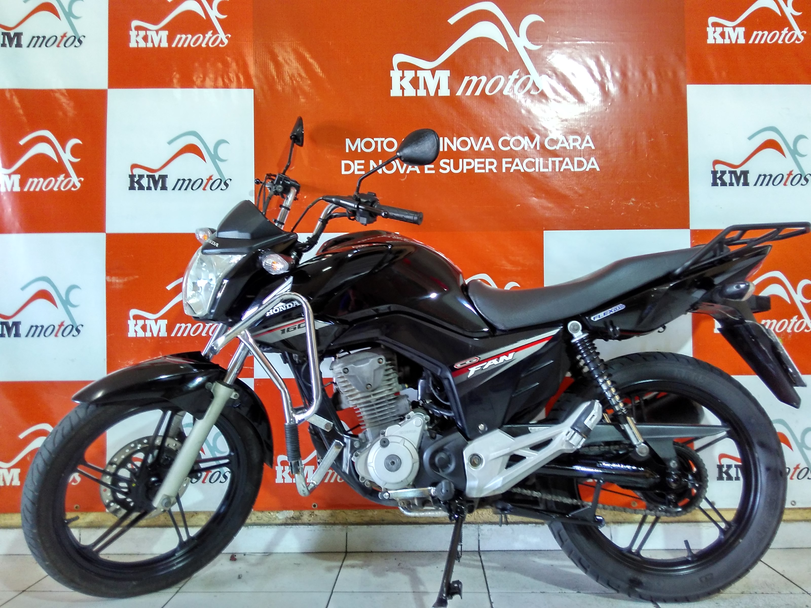 Honda Fan 160 esdi Preta 2016 | KM Motos | Sua Loja de Motos Semi Novas