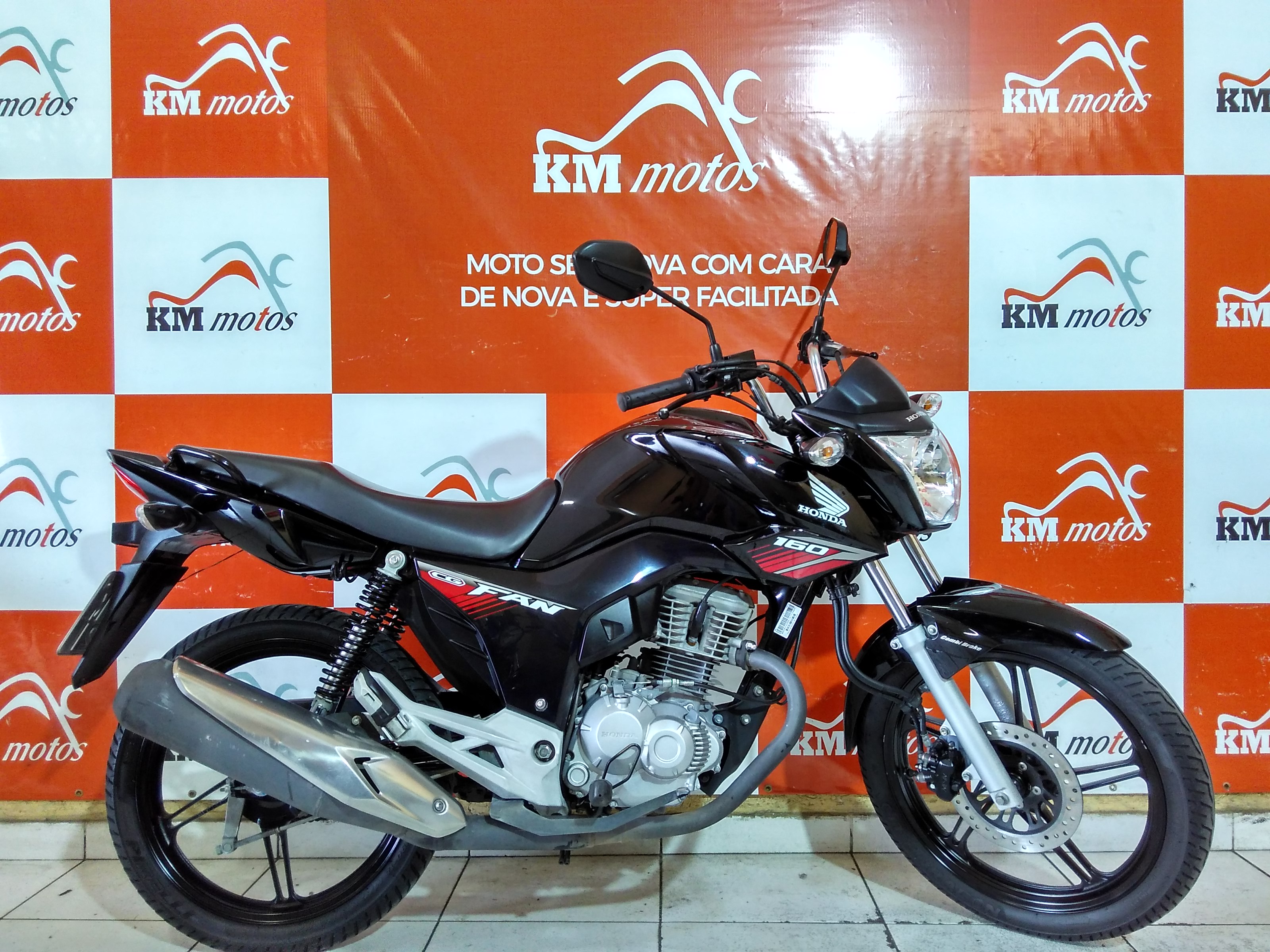 Honda Fan 160 esdi Preta 2018 | KM Motos | Sua Loja de Motos Semi Novas