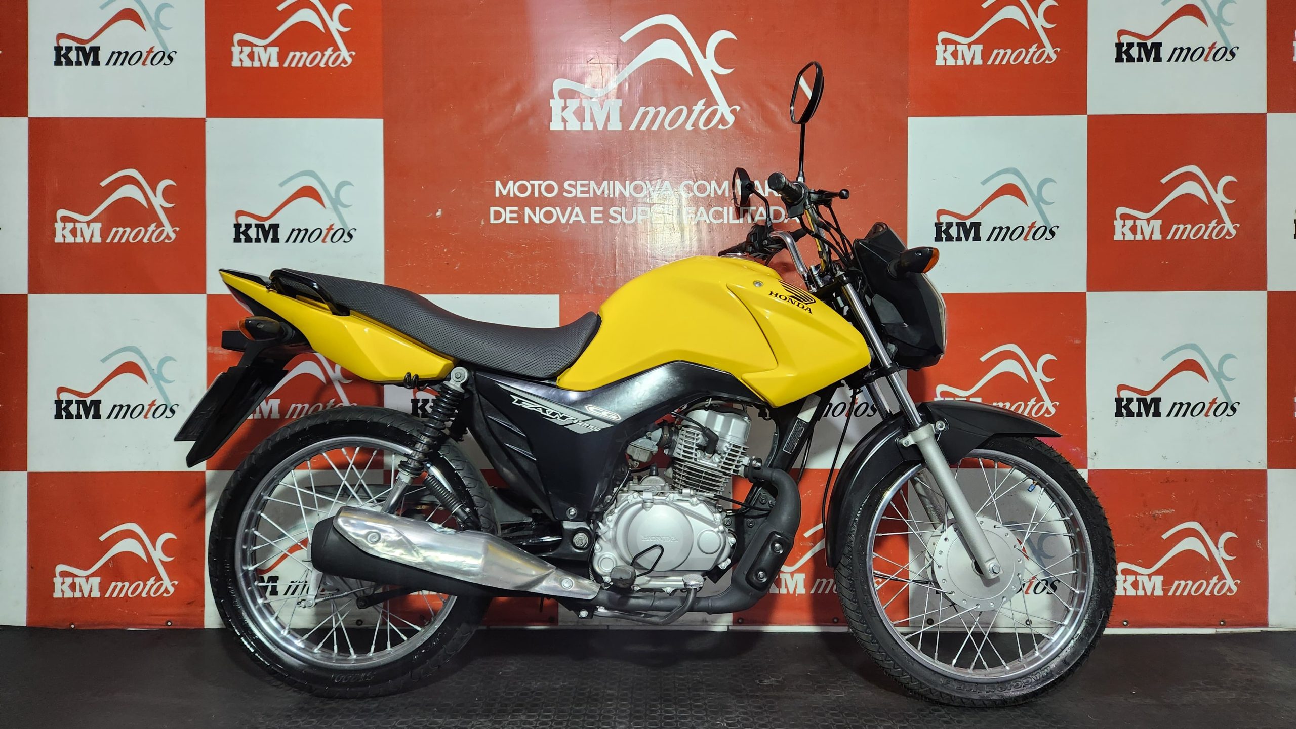 Honda CG 125 Fan ES 2014 Amarela | KM Motos | Sua Loja de Motos Seminovas